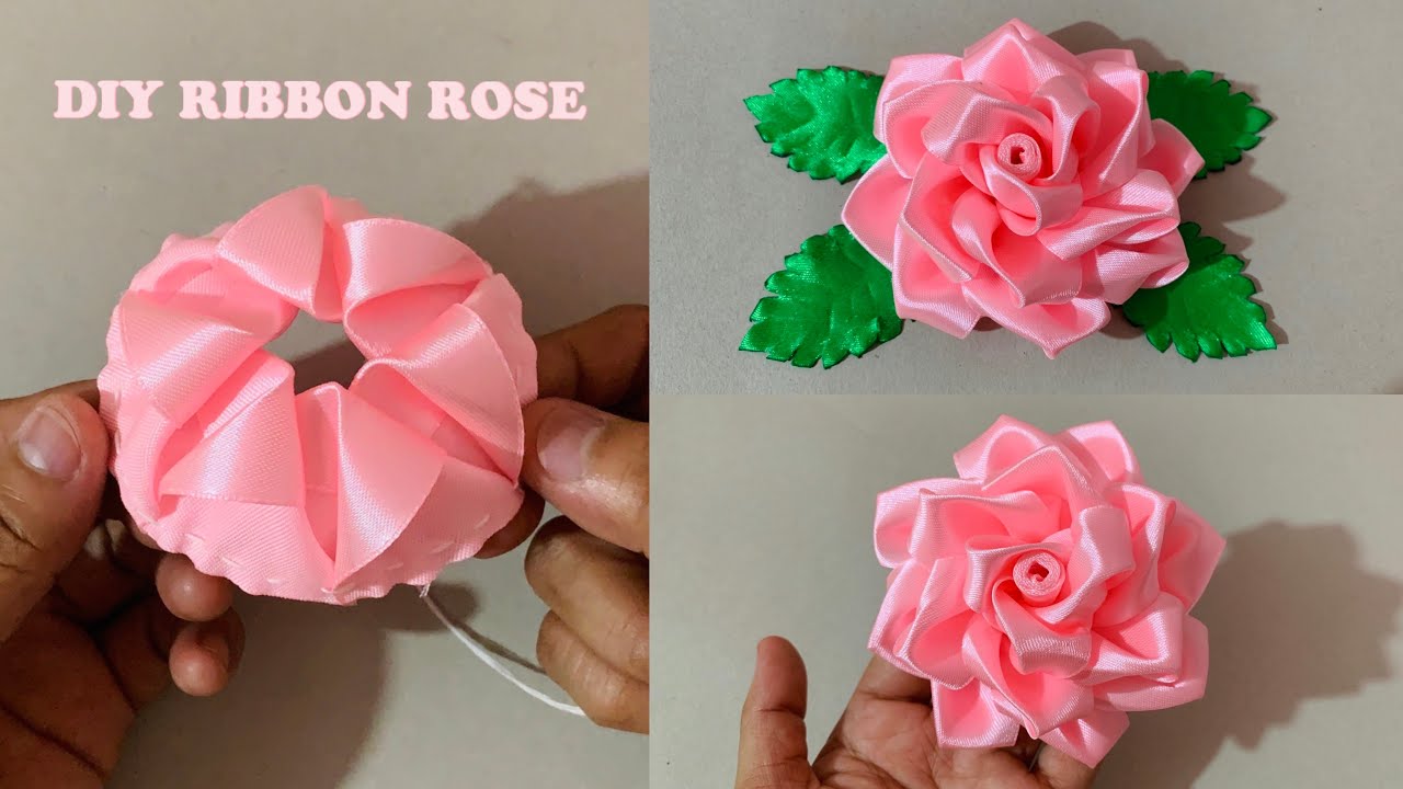 DIY Ribbon Rose flowers | How To Make Ribbon Rose | Handmade diy ribbon ...