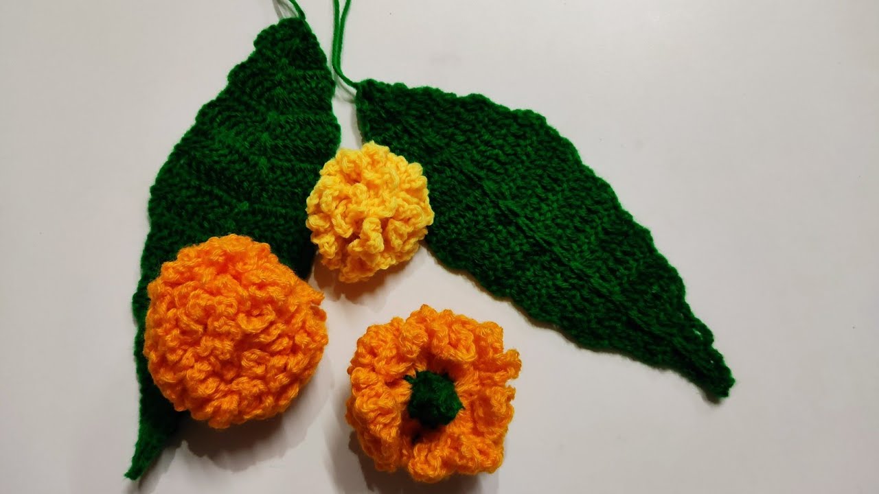 easy to make beautiful crochet marigold flower 🌺🌺 easy and fast.. - YouTube