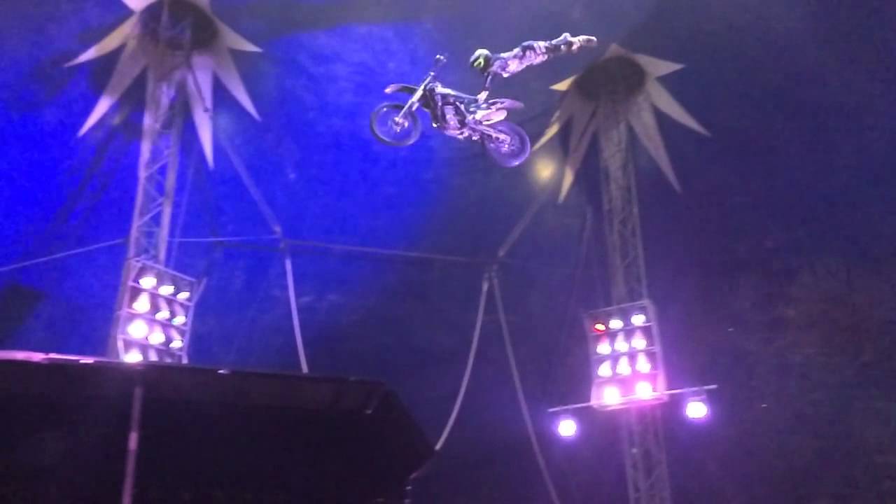 Superman slow motion motor cross stunt @circus Vegas - YouTube