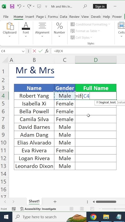 Update Mr & Mrs | Excel Formulas & Tricks in One Minute | #microsoftexceltutorial #excel - YouTube