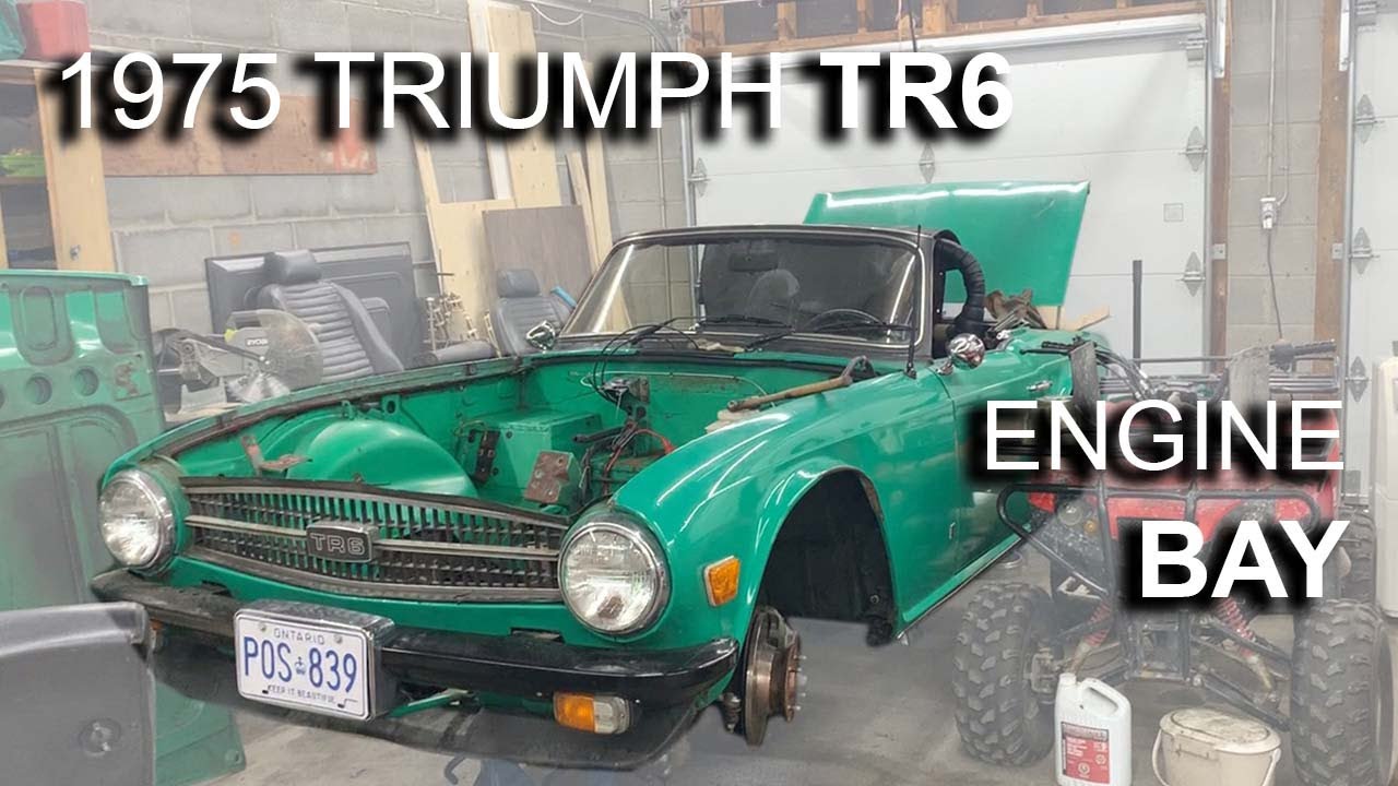 1975 Triumph TR6 - Part 7 - Engine Bay Cleaning & Bodywork - YouTube
