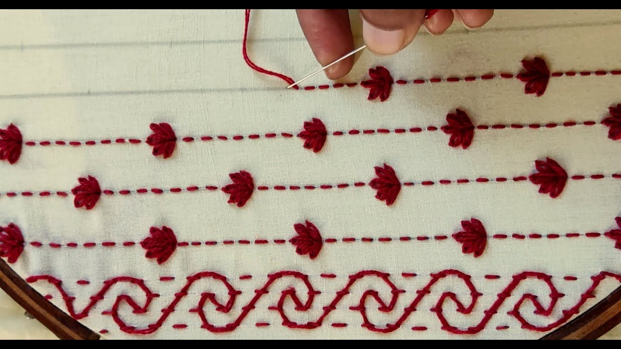 Hand embroidery traditional nakshi kantha design stitch tutorial ...
