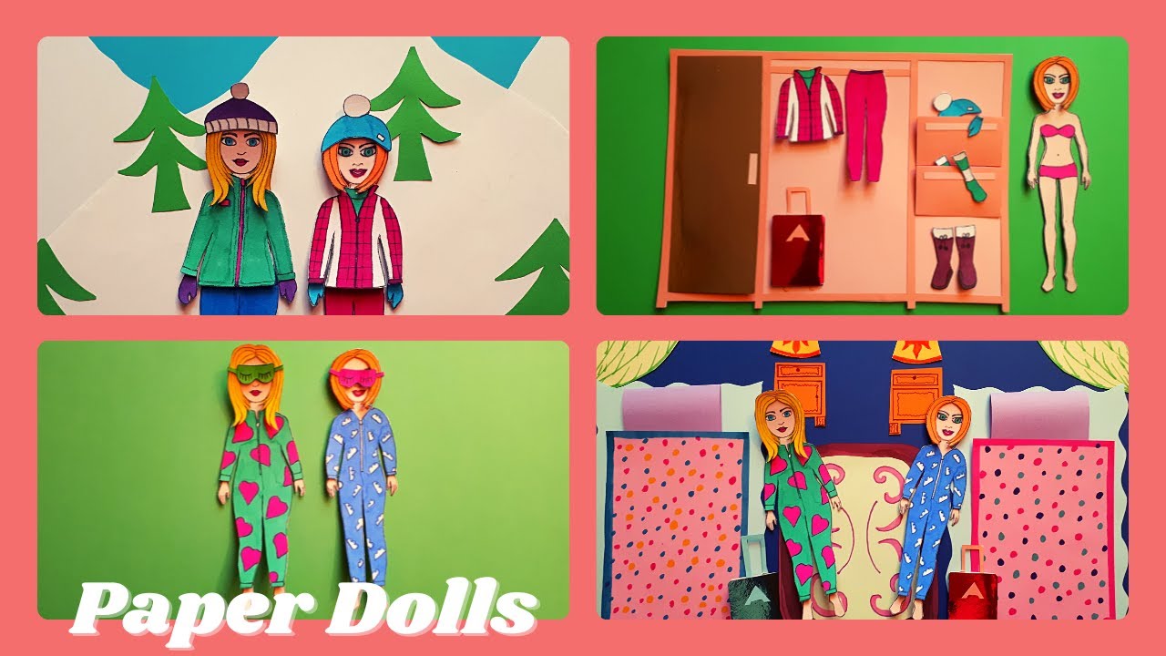 PAPER DOLLS DRESS UP : WINTER HOLIDAY / WINTER CLOTHES & SUITCASE / DIY ...