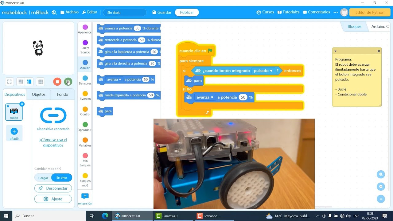 7- Programando el robot mBot con Bucle y condicional doble - YouTube