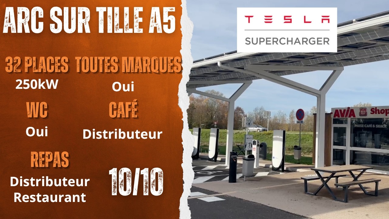 [SuperChargeur Tesla] Arc sur Tille A5 10/10 - YouTube