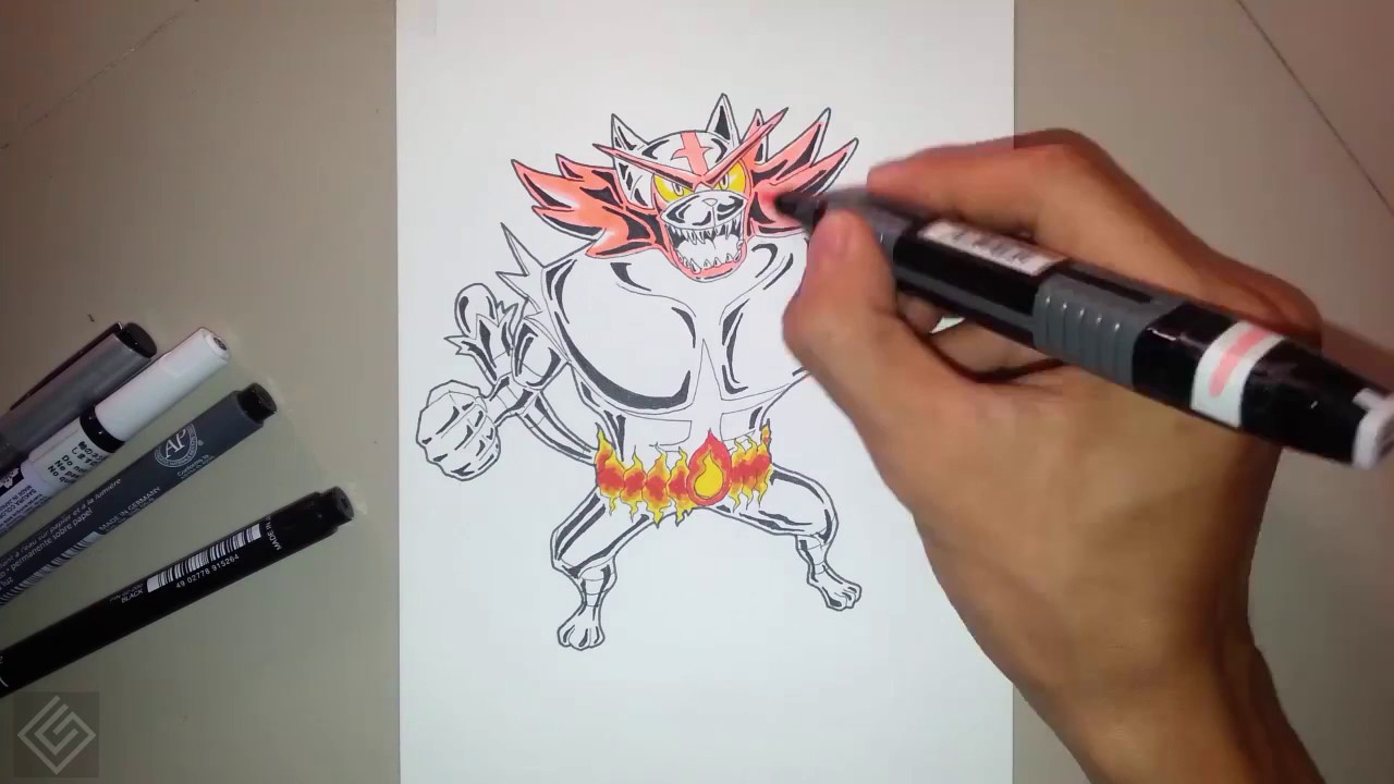 Incineroar Pokemon Sun and Moon Speed Drawing - YouTube