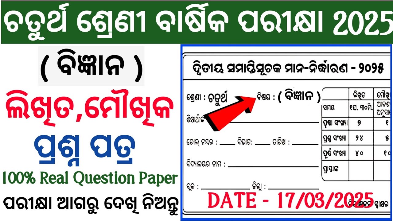 CLASS 4 ANNUAL EXAM SCIENCE BIGYAN REAL QUESTION PAPER 2025 | 4TH CLASS ...