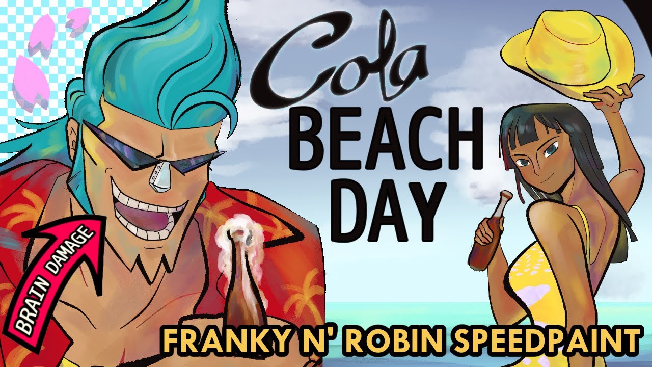 Franky and Robin Vintage Cola Beach Poster | One Piece Speedpaint ...