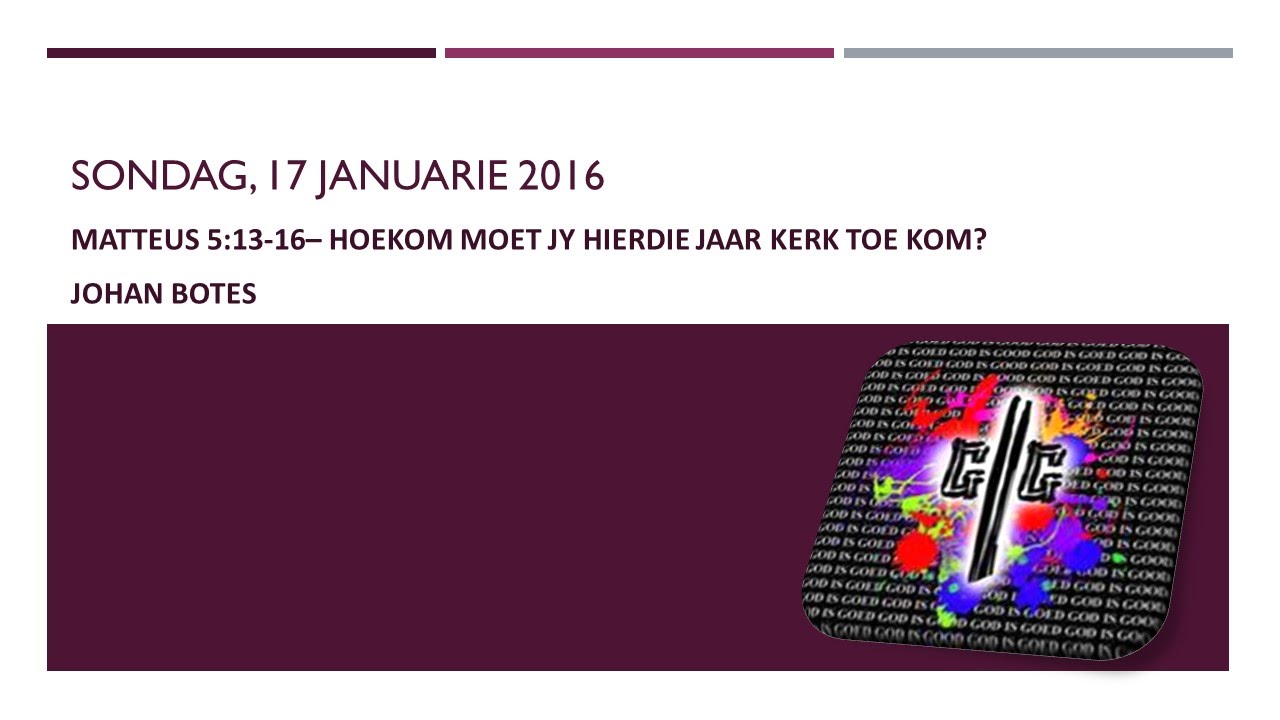 2016-01-17 Hoekom moet jy hierdie jaar kerk toe kom? (Johan Botes ...