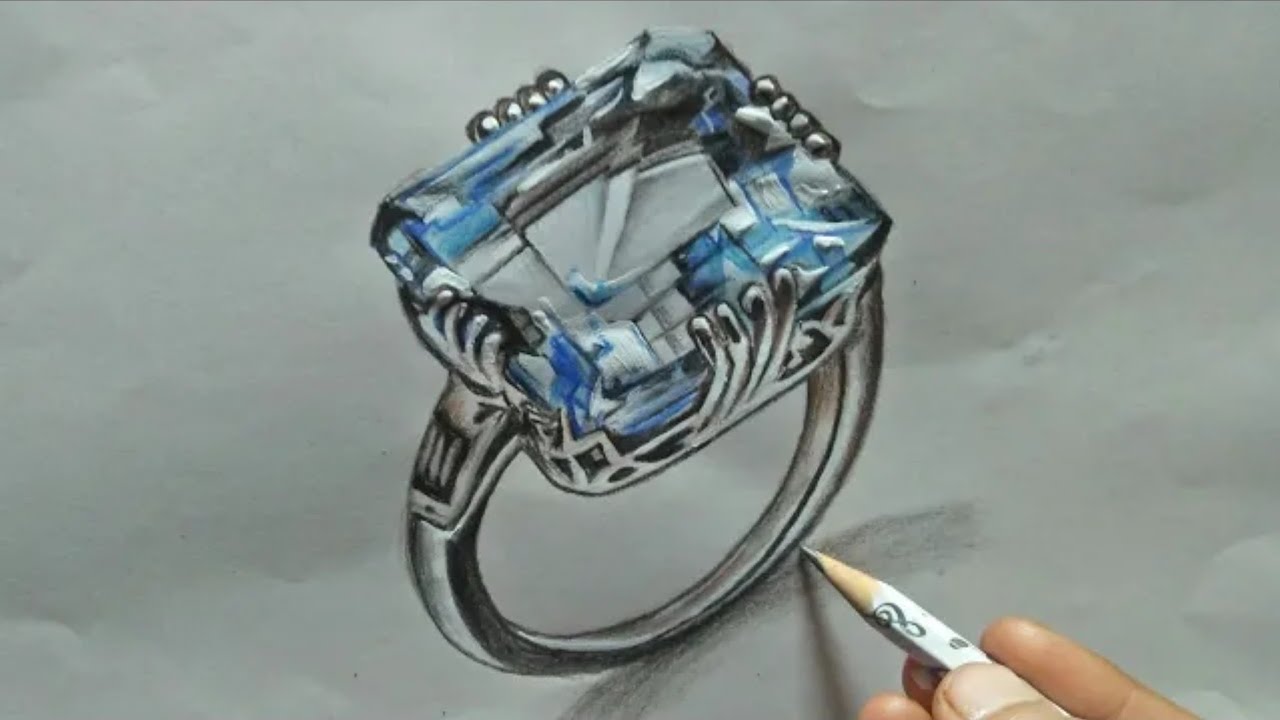Realistic diamond ring 💍💍💍drawing 💗💗💗💗 - YouTube