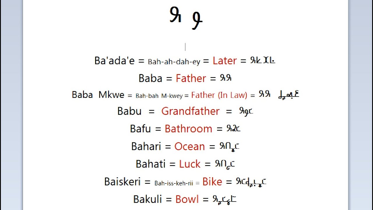 Swahili Words typed in the Kenyan Lakeside Script (A to K) - YouTube