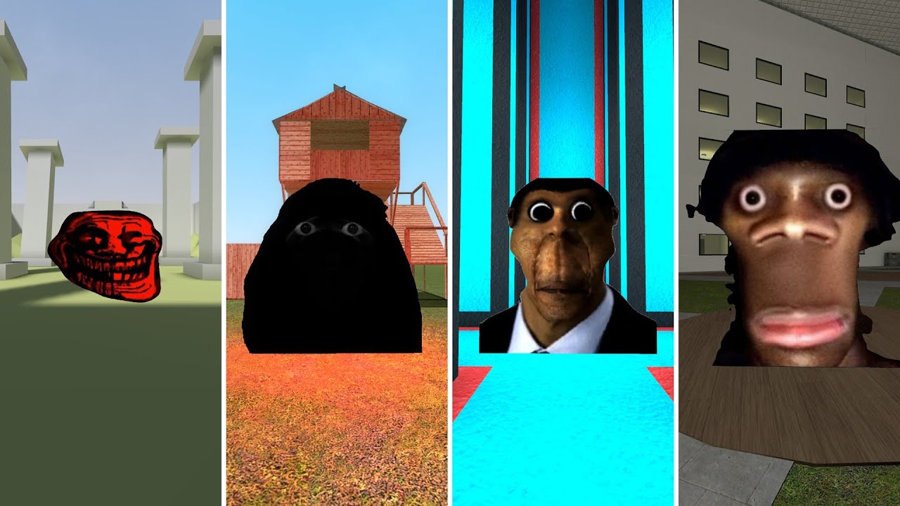 Running from Obunga, Angry Munci, TrollFace and AUGHHHH NextBots ...