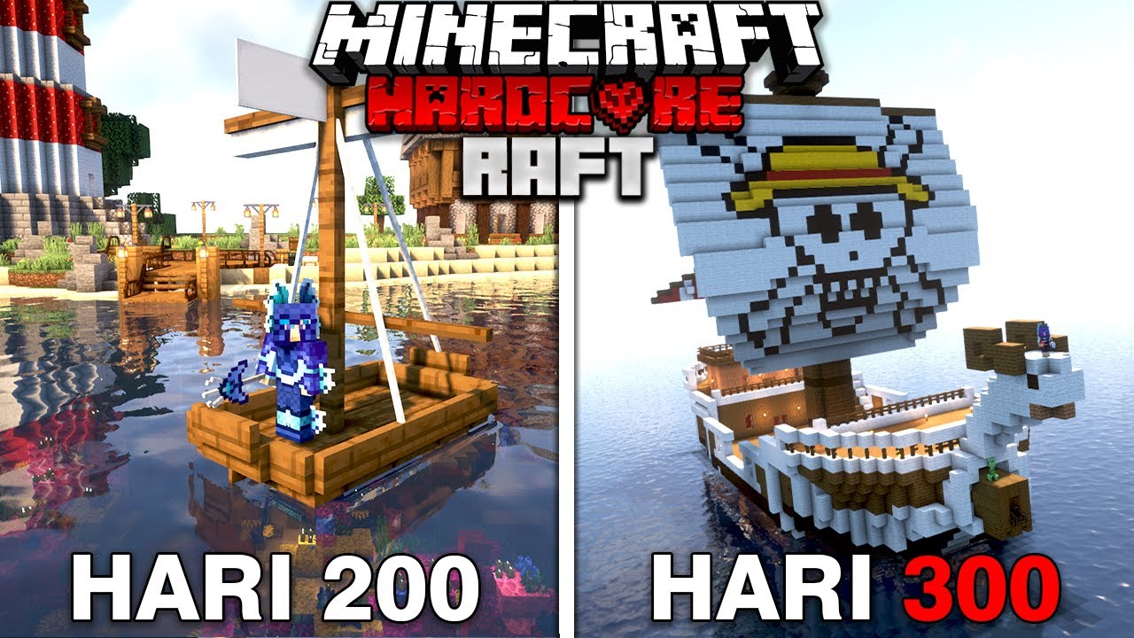 300 Hari di Minecraft Hardcore RAFT SURVIVAL - YouTube