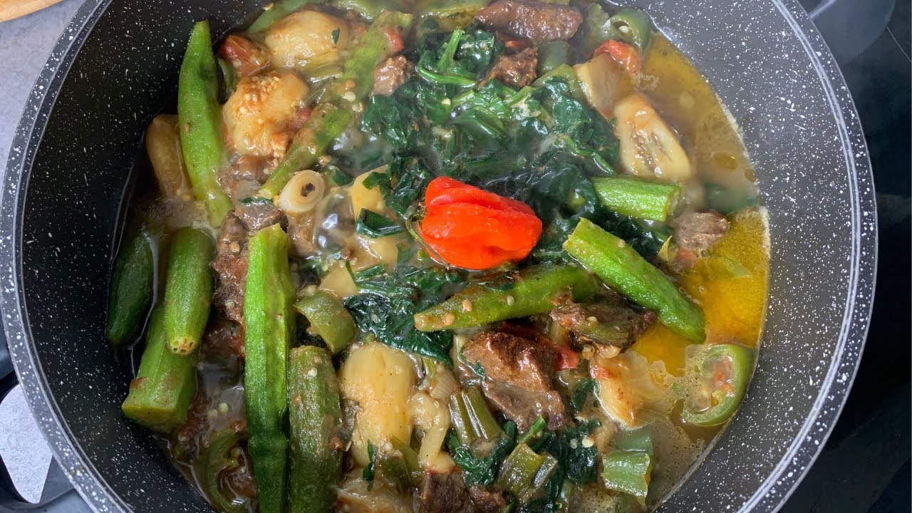 LEGUME VERT: Épinards frais aux bœufs et aux gombo(DONGO DONGO) - YouTube