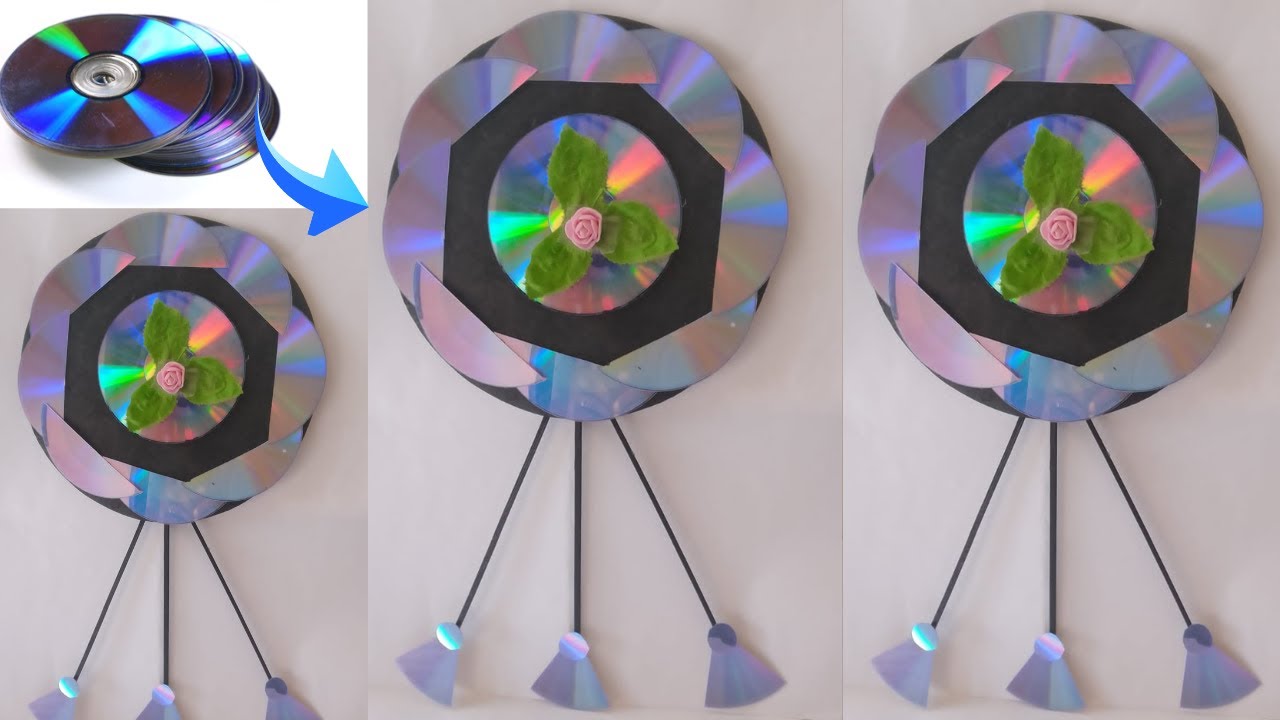 HOW TO MAKE WALL ART USING OLD CDs /DIY #craftyconceptsbyCaroline # ...