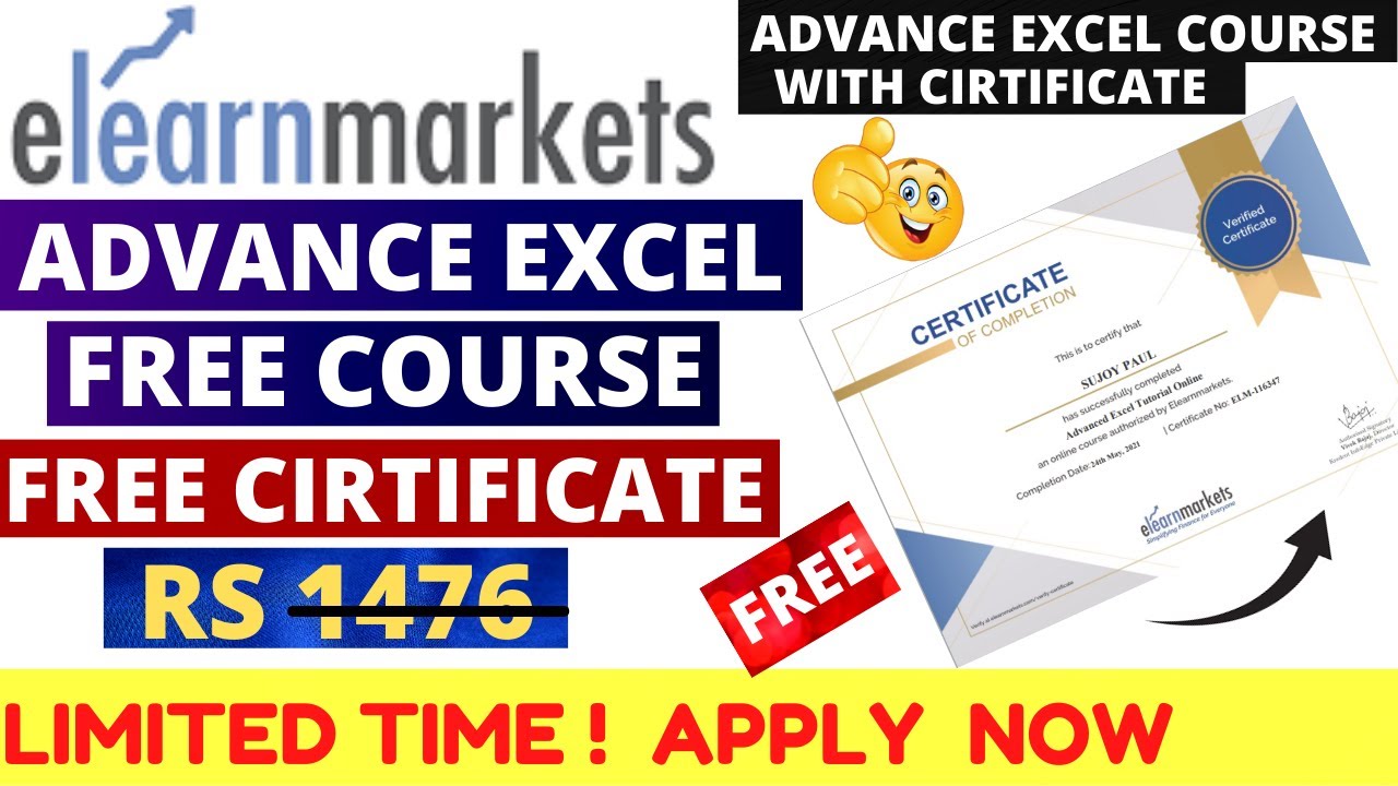 Advanced Excel Free Course With Free Certificate certification course ...