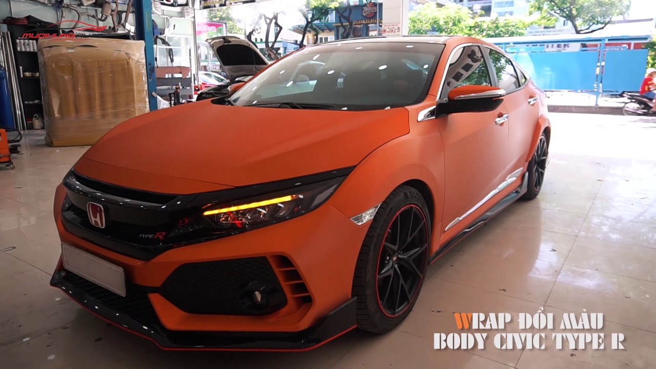 HONDA CIVIC TYPE R WRAP MÀU ĐỘC ĐÁO, THAY ĐÈN VÀ ĐỘ PÔ - YouTube