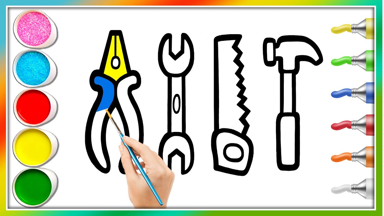 4 Toy Hand Tools Drawing, Painting and Coloring for Kids & Toddlers # ...