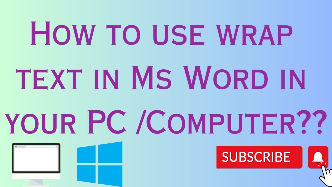 How to use wrap text in ms word in your PC/Computer?? - YouTube
