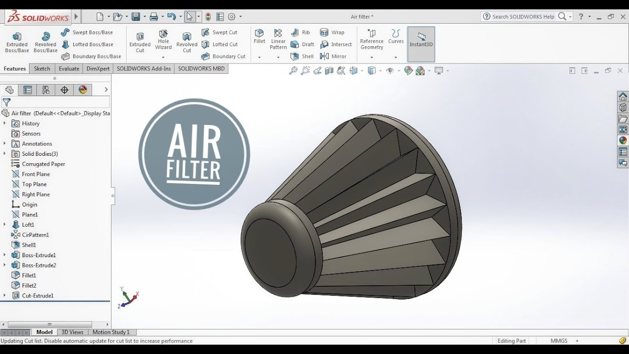 Air filter in solidworks - YouTube