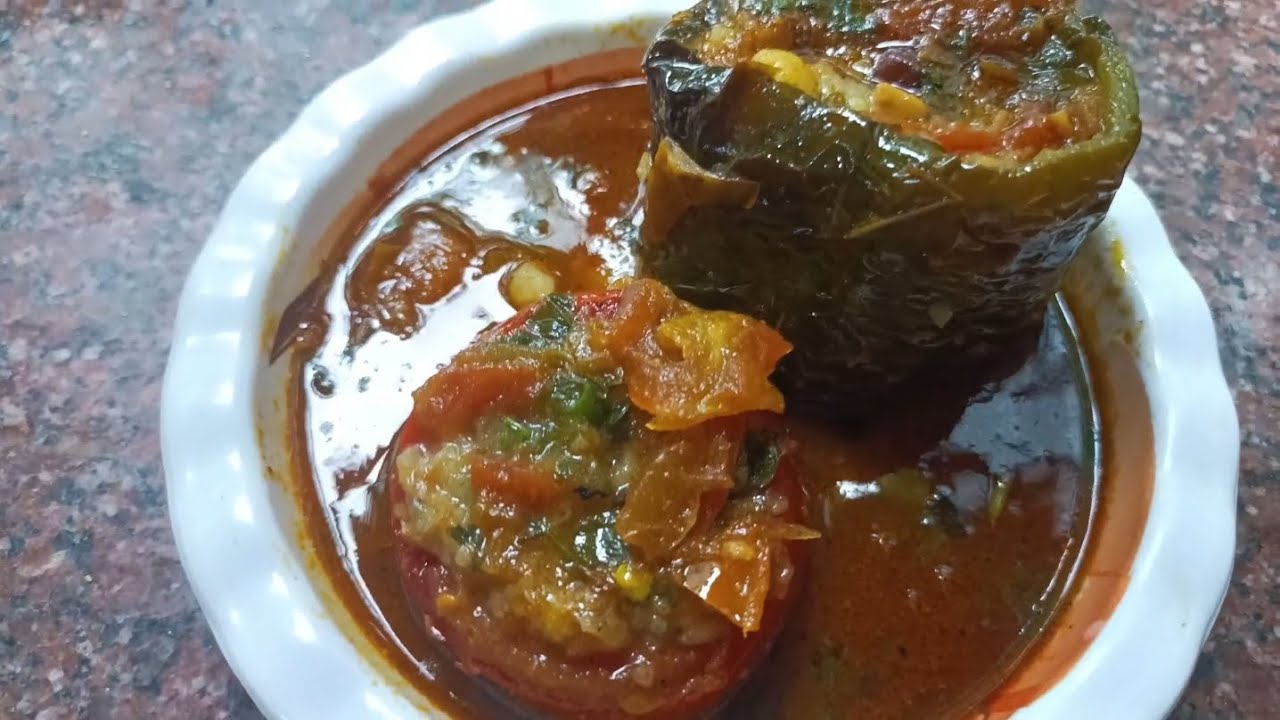 Capsicum and Tomato Stuff Curry Recipe | No cream No Fry | Proper and ...