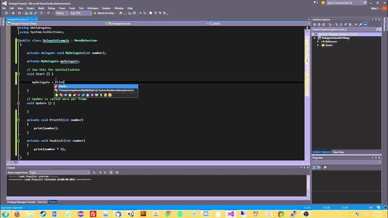Unity Tutorial #1 - What's A Delegate? How to use A Delegate? - YouTube