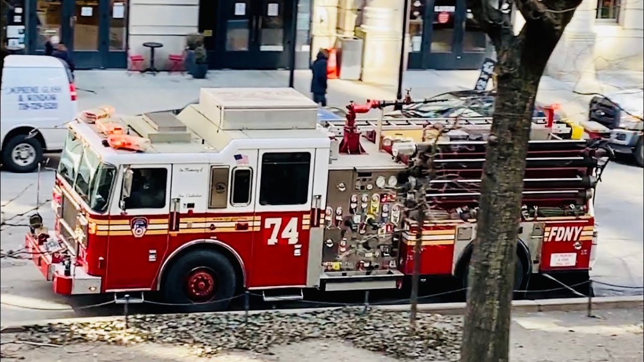 FDNY ENGINE 74 RESPONDING ON BROADWAY ON THE UPPER WEST SIDE OF ...