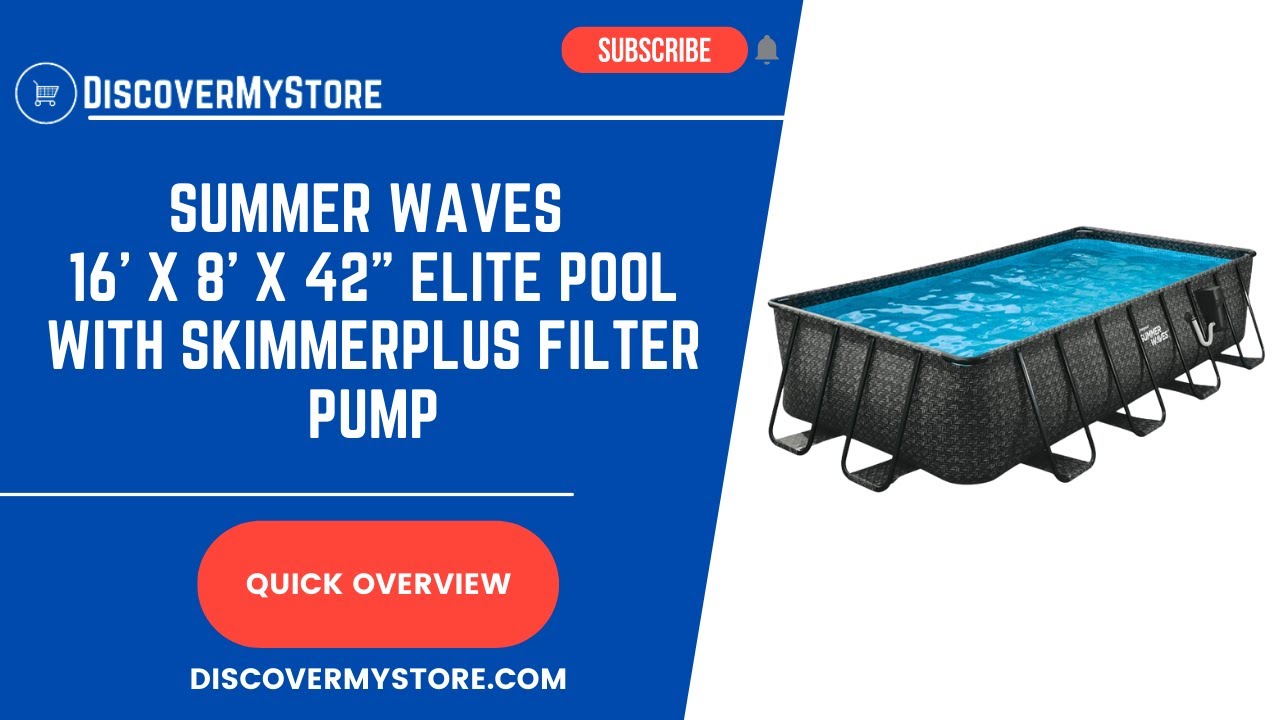 Summer Waves 16' x 8'x 42" Elite Pool with SkimmerPlus Filter Pump ...
