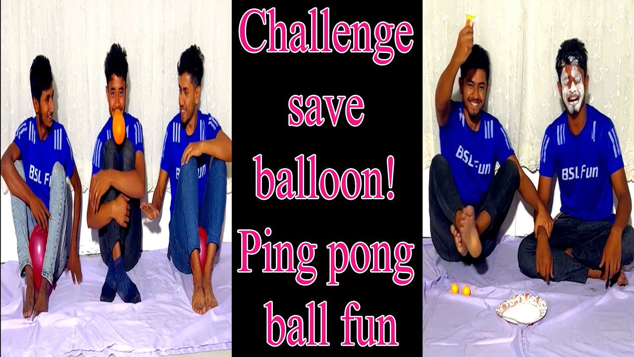 Challenge save balloon! Ping pong ball fun - YouTube