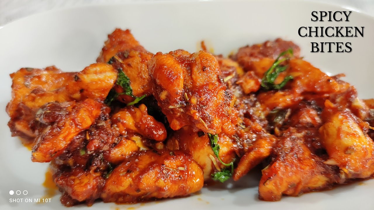 SPICY CHICKEN BITES RECIPE | Easy, Quick, Chilli Chicken Bites ...