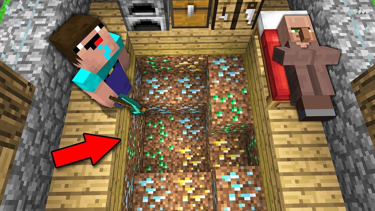 NOOB OPENED HOUSE AND FOUND SECRET ORES IN DIRT UNDER HOUSE! Minecraft ...