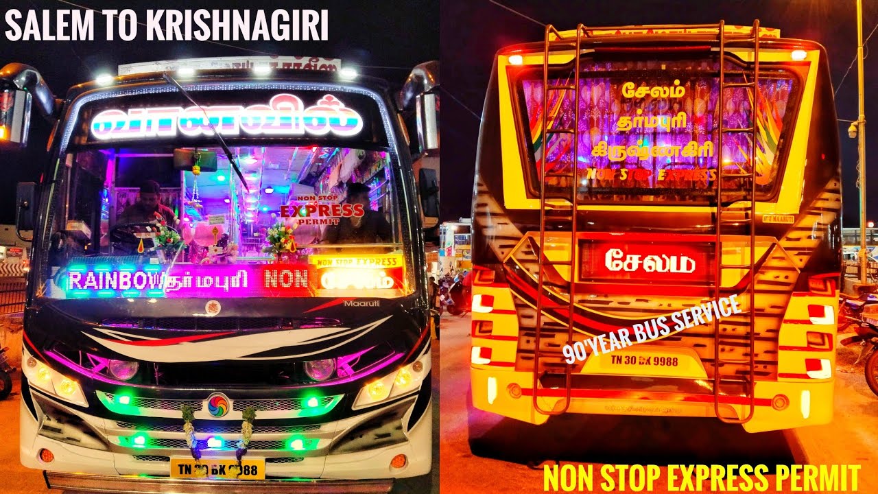 🚍💖 RAINBOW 🌈 Bus service 🚍💖| Salem 🔄 Krishnagiri |Non stop express ...