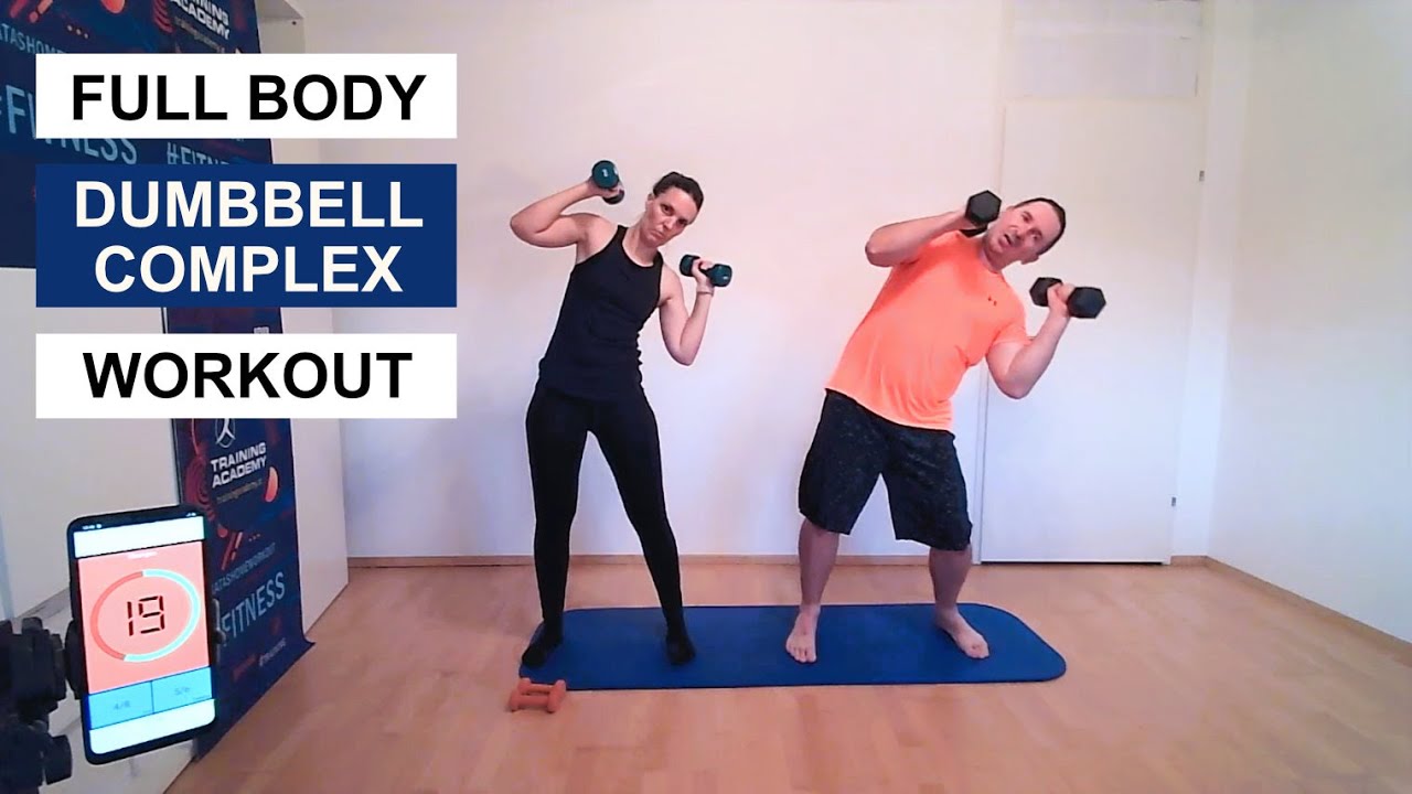 FULL BODY DUMBBELL COMPLEX WORKOUT / Kurzhanteltraining einmal anders zum Mitmachen für Zuhause ...
