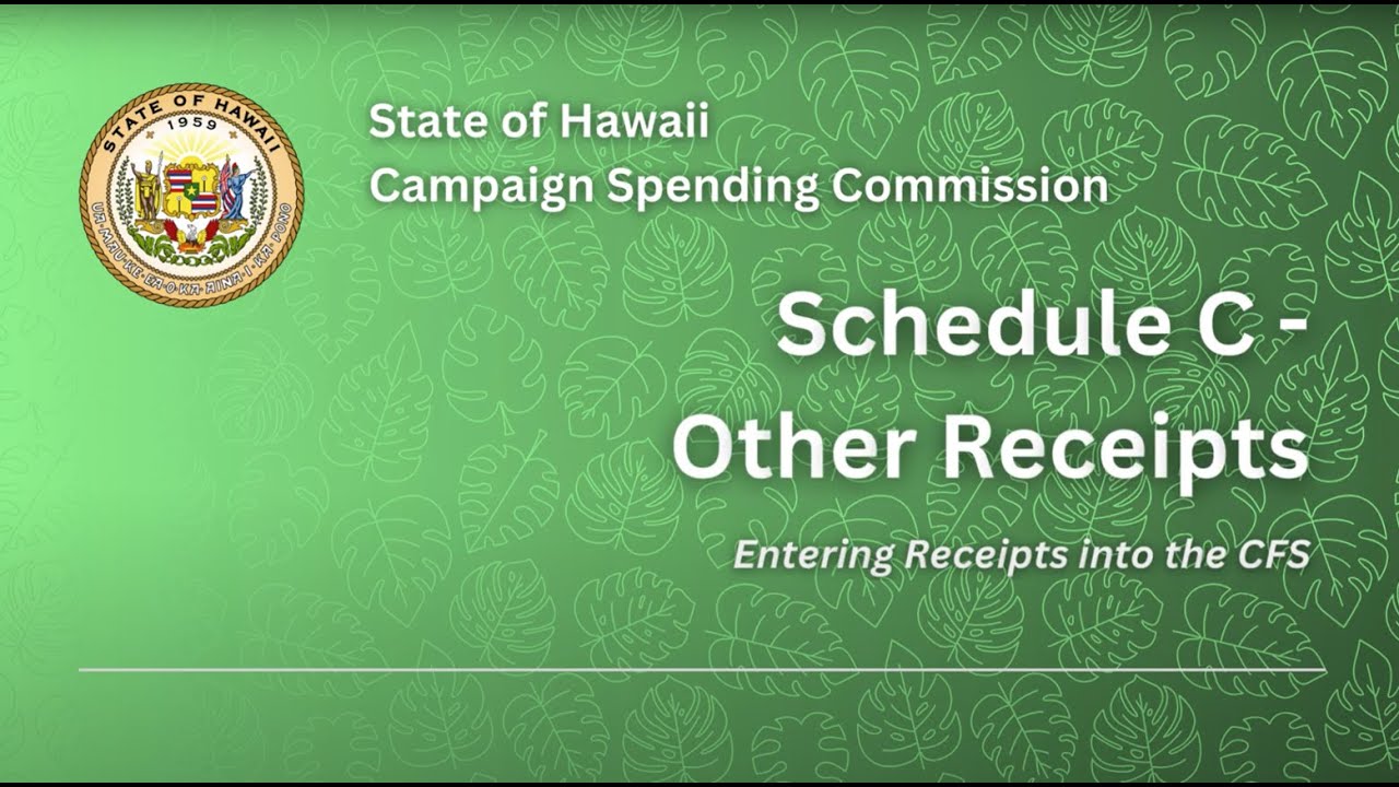 CFS Entering Receipts: Schedule C - Other Receipts - YouTube