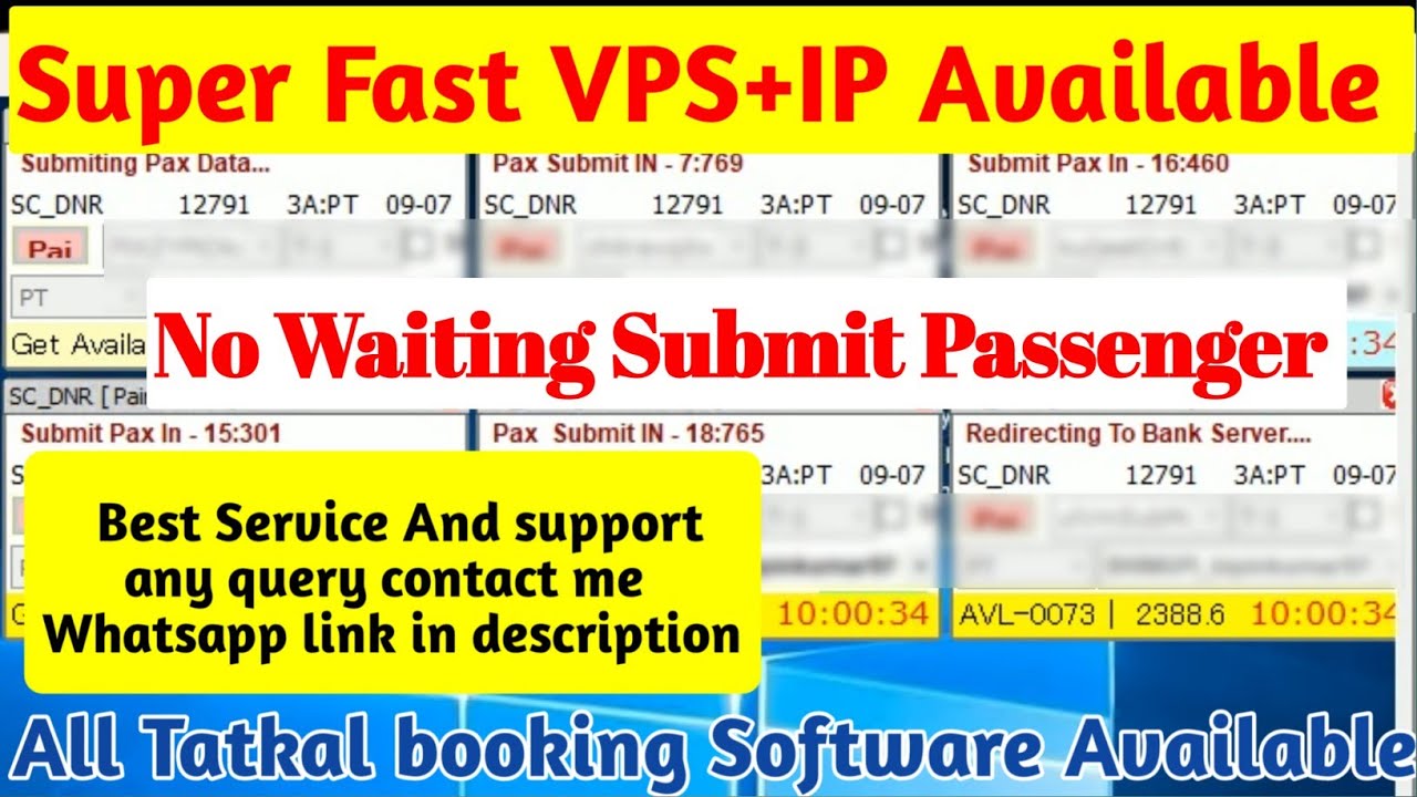 Live tatkal ticket booking in gadar software under one minute SC to DNR ...