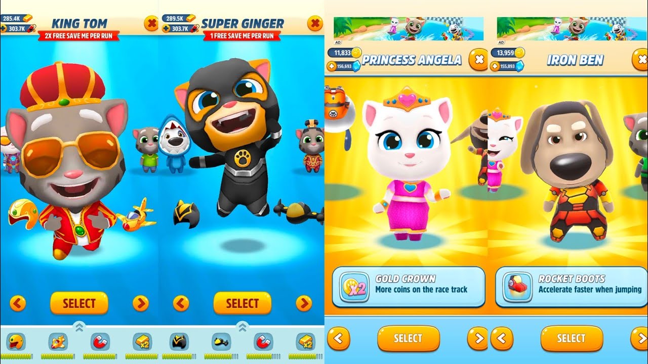 Talking Tom Gold Run King Tom,Super Ginger vs Tom Jetski 2 Princess ...