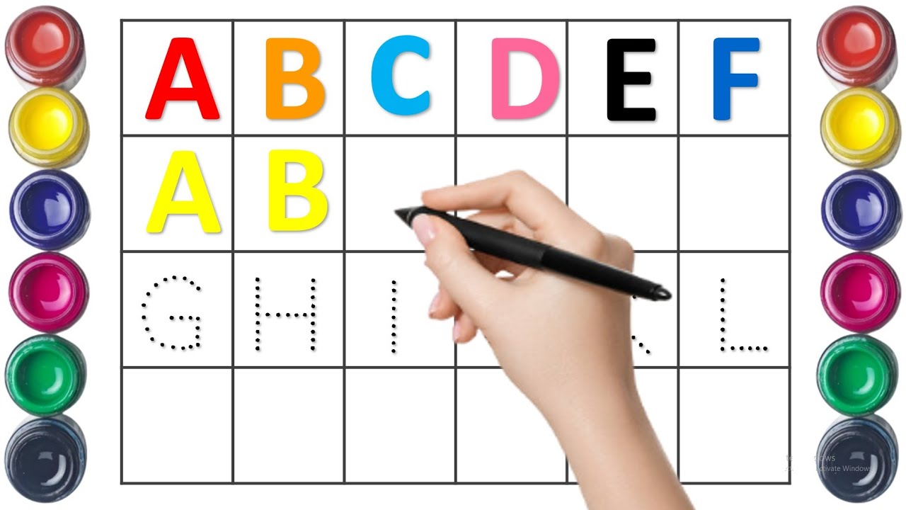 A to Z alphabet for kids, collection for writing along dotted lines ...