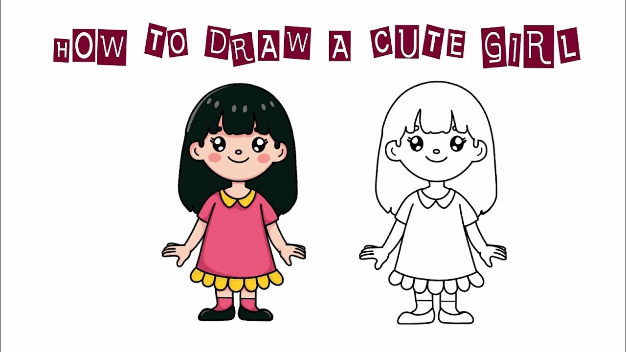 How to draw a cute Girl | cute little girl drawing easy | step by step ...