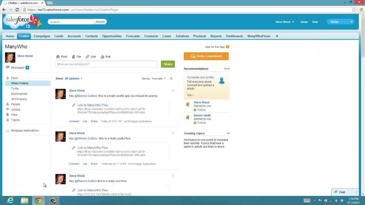 Flow Demo: Salesforce Chatter And Canvas Apps - YouTube
