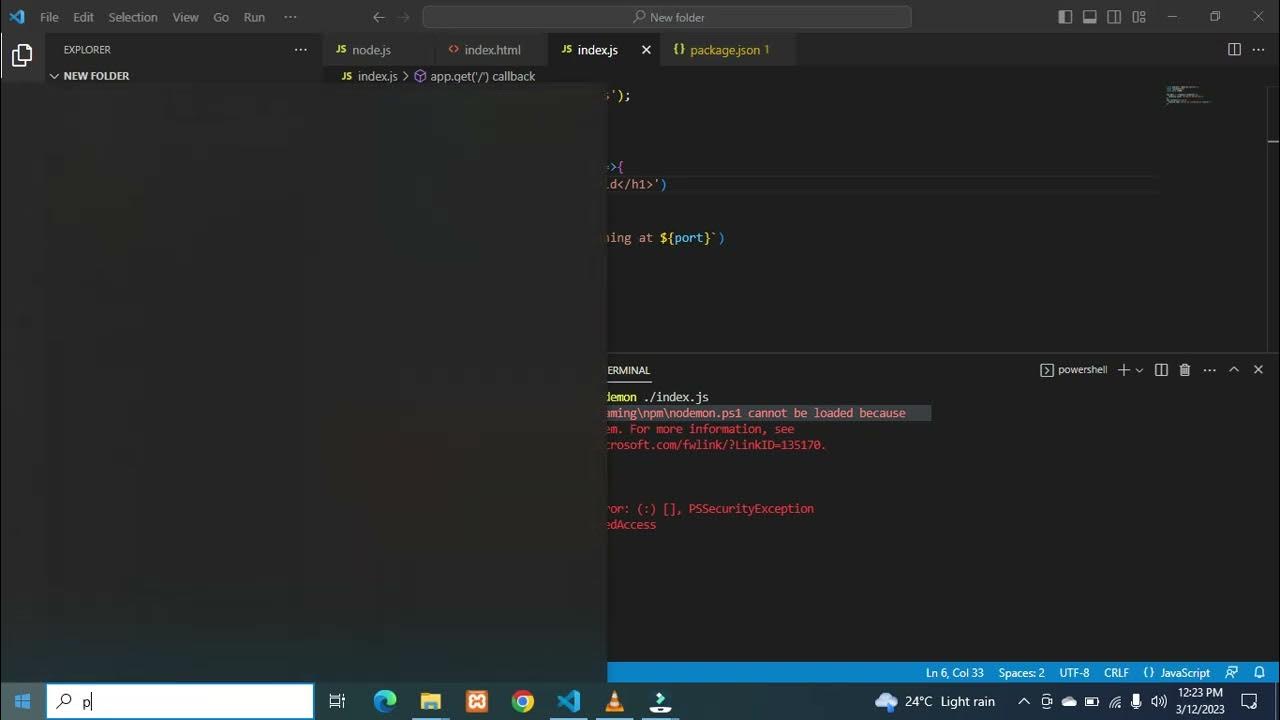Nodemon Cannot Be Loaded Because Running Scripts Is Disable On This System Problem Solved