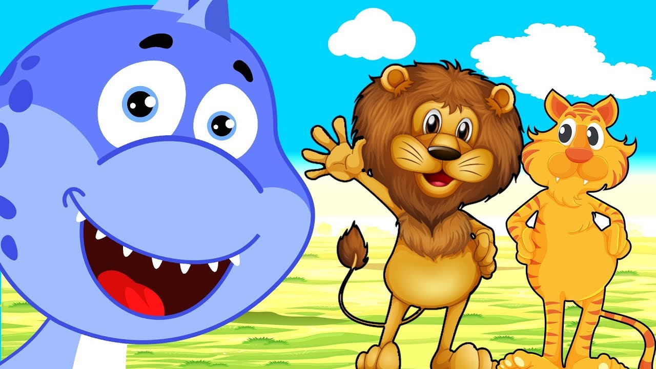 Funny Dinosaur Cartoons episode 5 Learn Animals: Lion & Tiger ...