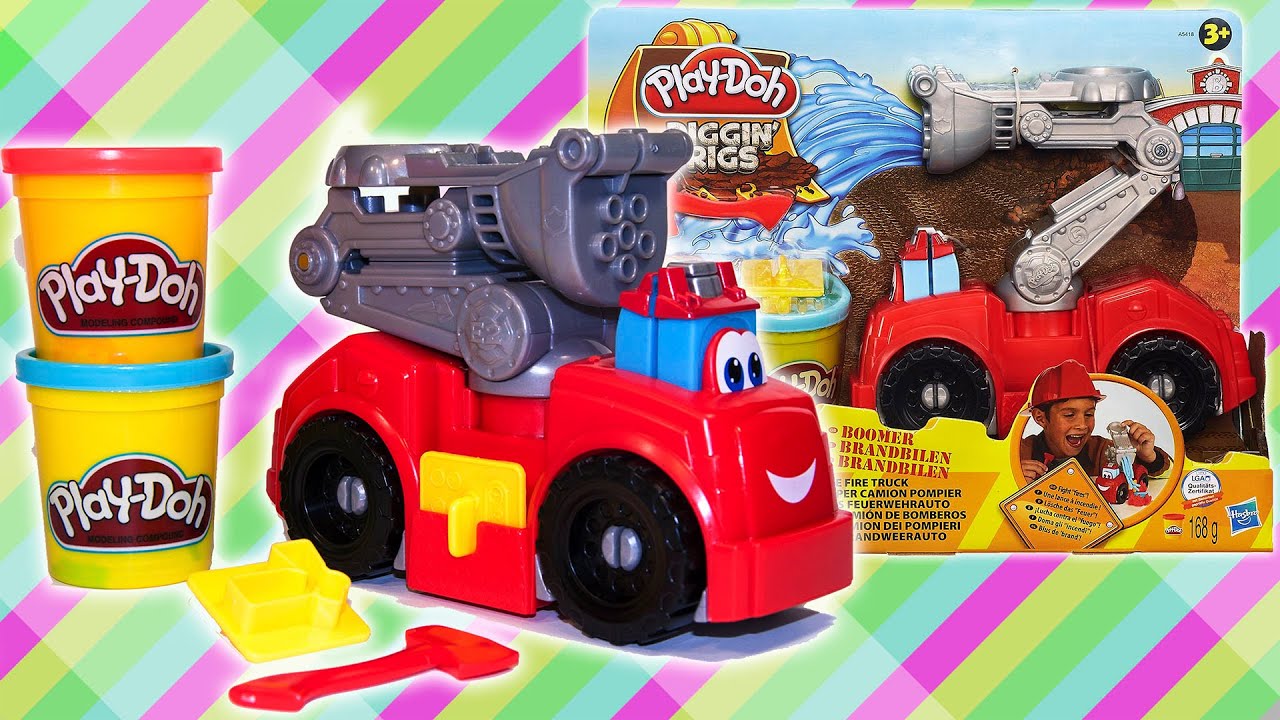 Play-Doh Diggin Rigs Boomer the Fire Truck - Plastilina Tipo PLay Doh ...