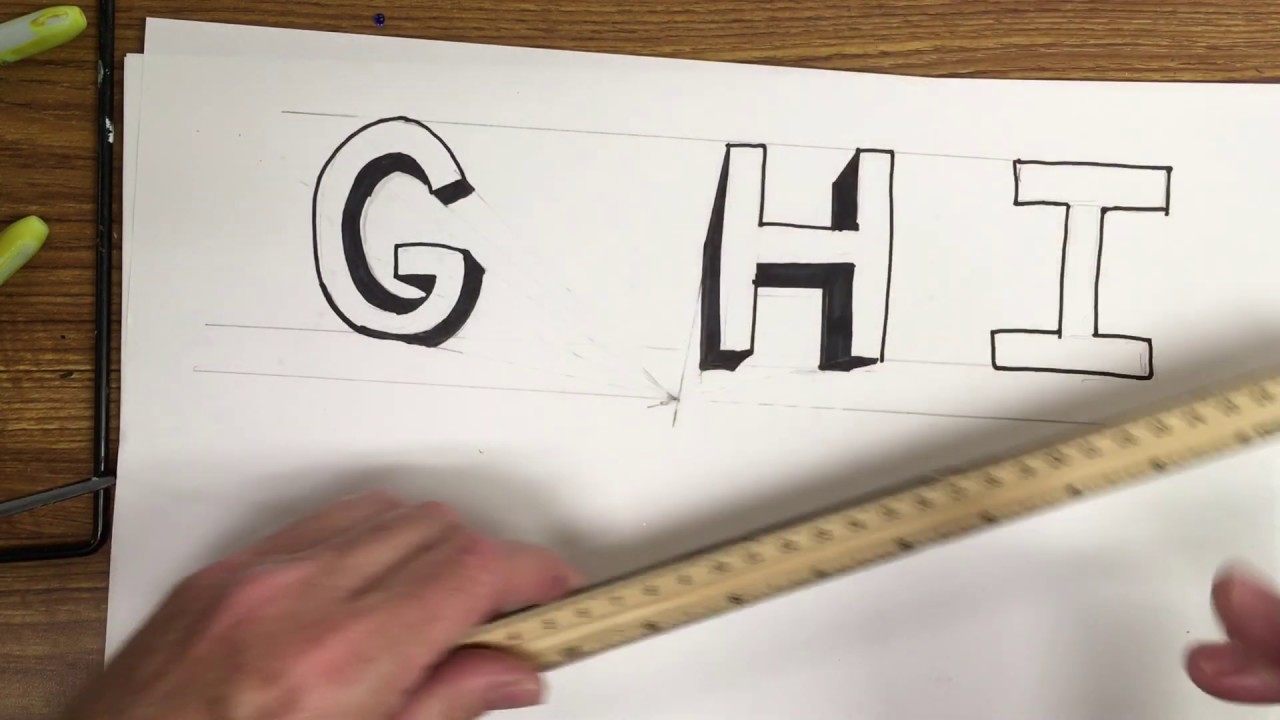 Letters G H I In One Point Perspective - YouTube