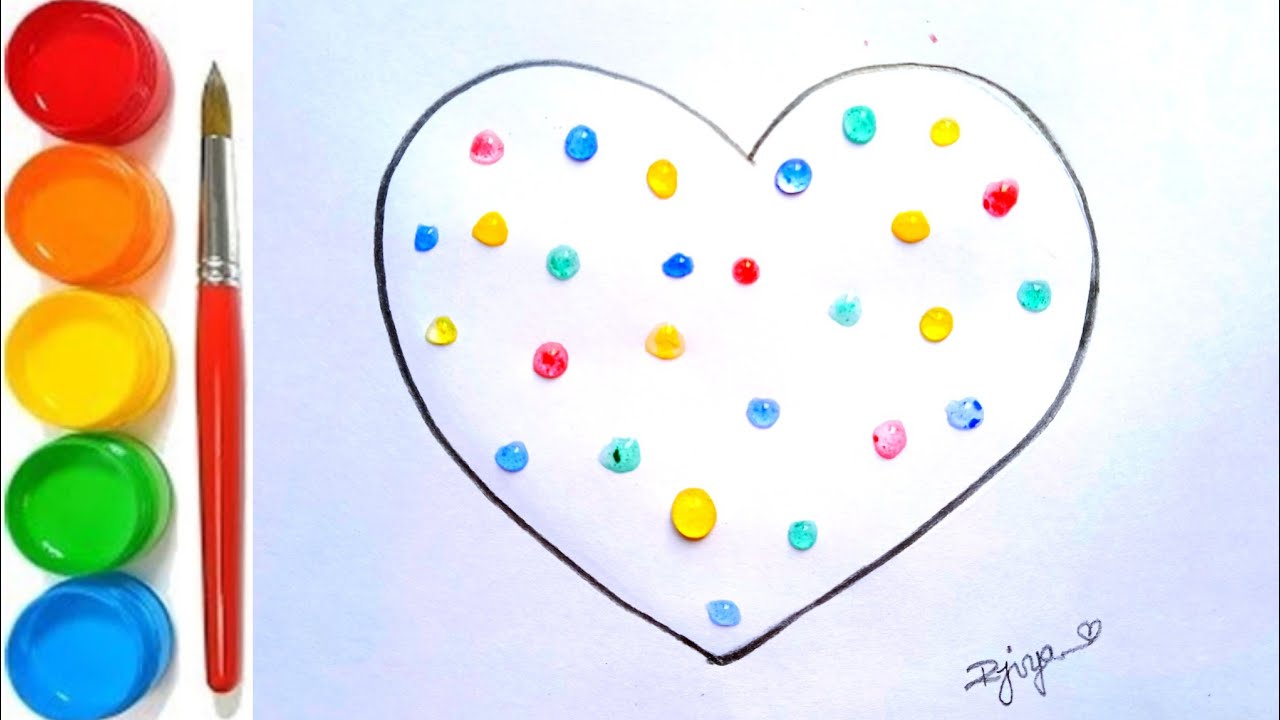 How to draw Colorful water droplets heart drawing | easy colorful heart ...