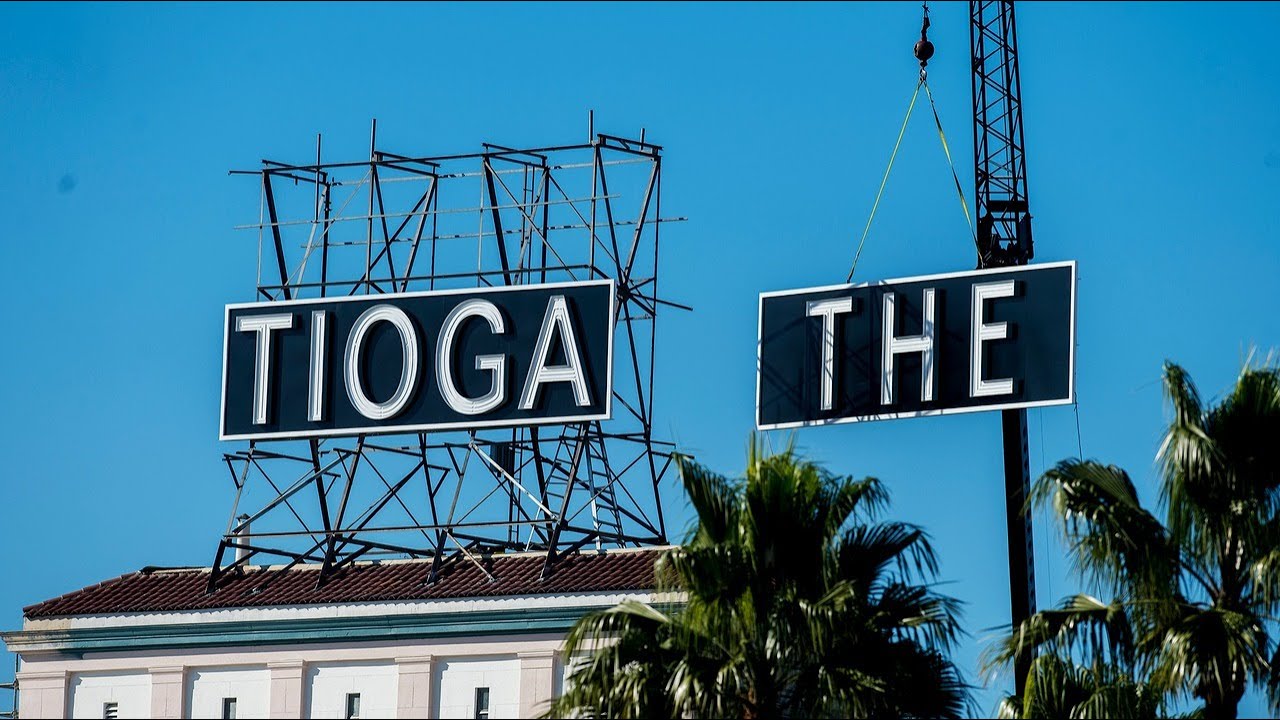 Watch installation of The Tioga sign on historic building in Merced ...