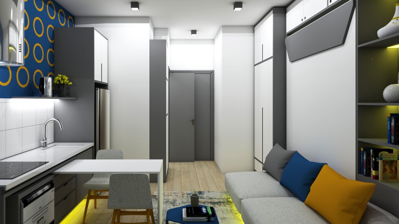 TINY APARTMENT 172sqft ( MICRO STUDIO APARTMENT 16sqm ) | SPACE SAVING IDEAS | NEVER SAY TOO ...