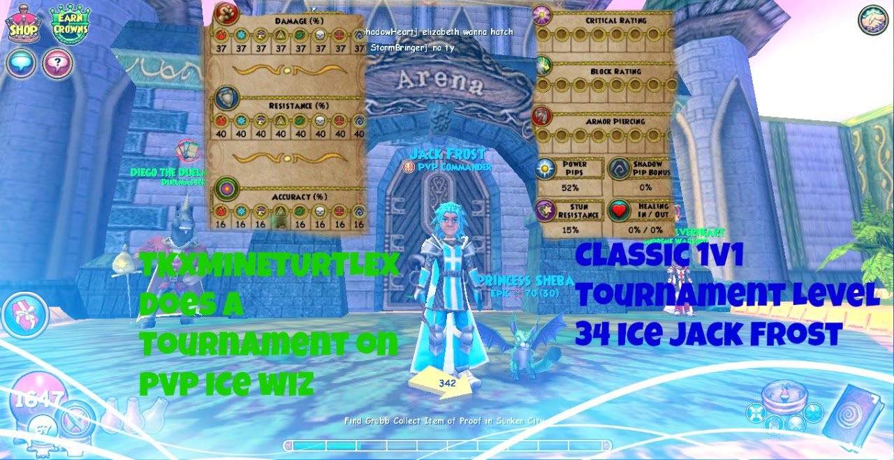 Wizard101 PvP/Tournament on Jack Frost (Ice level 34) - YouTube