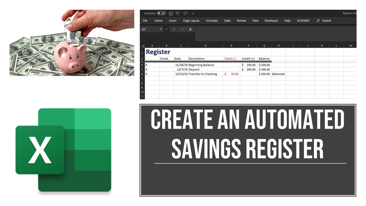 How to Build an Account Register in MS Excel - YouTube