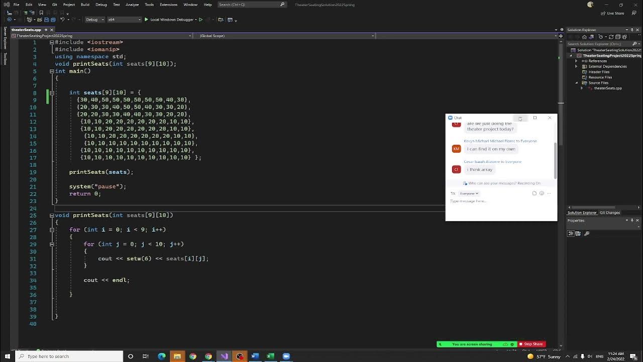 C++, 2D array, Theater Seat ticket system 1, display the price for all ...