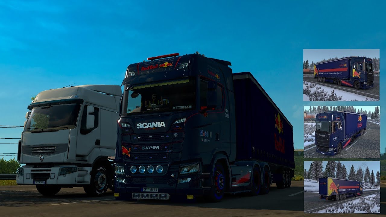(ETS2 v 1.30) SCANIA S - RED BULL RACING + TRAILER BY L1ZZY - YouTube